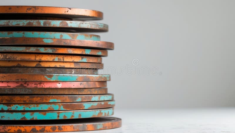 Stacked Rusty Metal Plates in Various Colors Stock Image - Image of ...