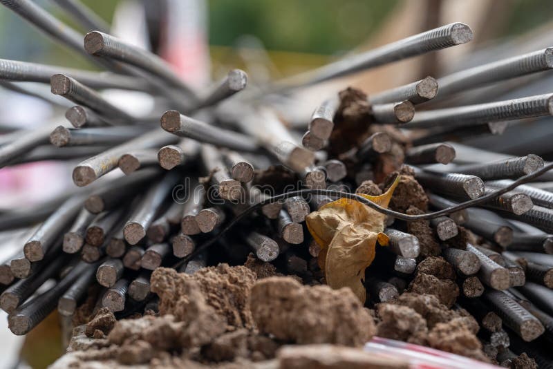 Stacked of Rusty Metal Steel Rods on the Construction Site Stock Image ...