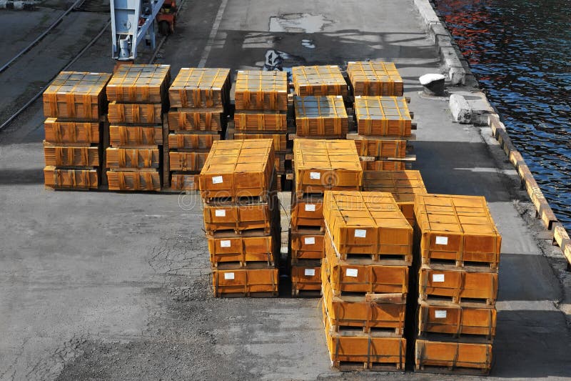 Rusty rolled metal in port stock image. Image of metallurgic - 108281945