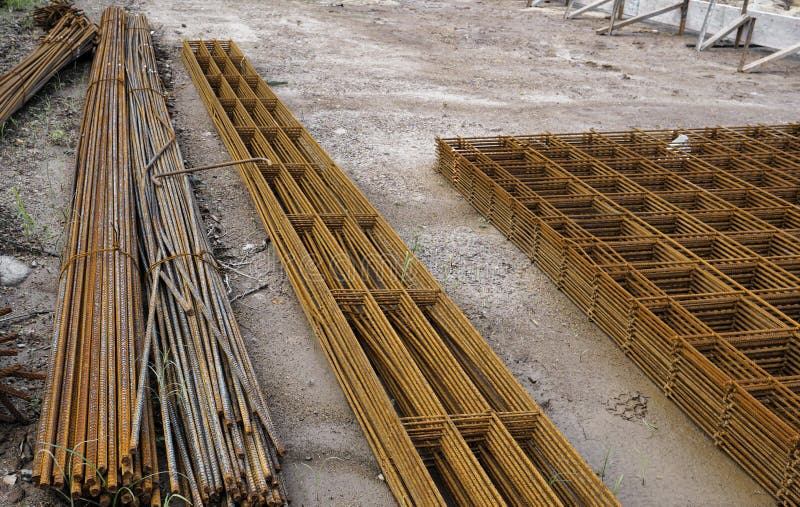 Steel Framework in Construction Site Steel Mesh Concrete Slab Stock ...
