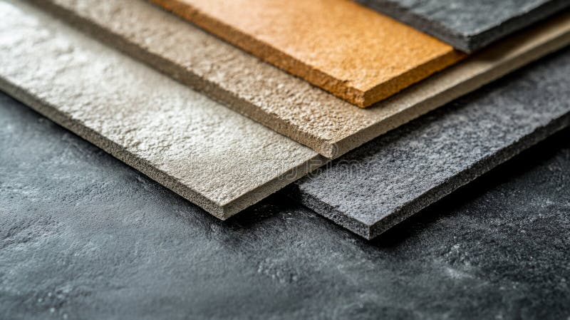 Stacked Samples of Textured Tiles Showcasing Diverse Colors Stock ...