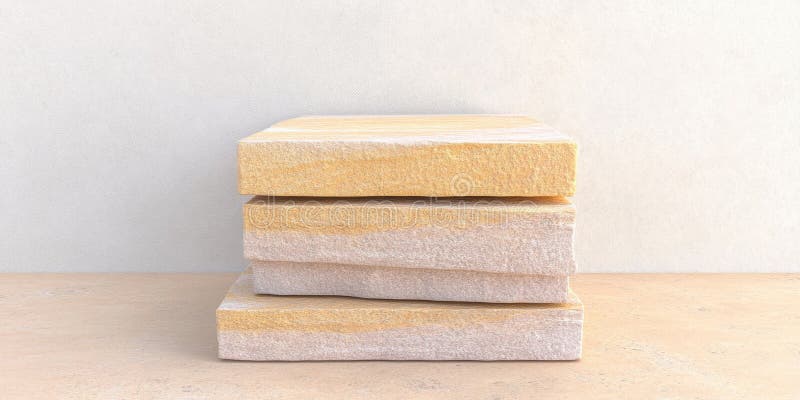 Stacked Sandstone Blocks with Natural Texture and Weathered Yellow ...