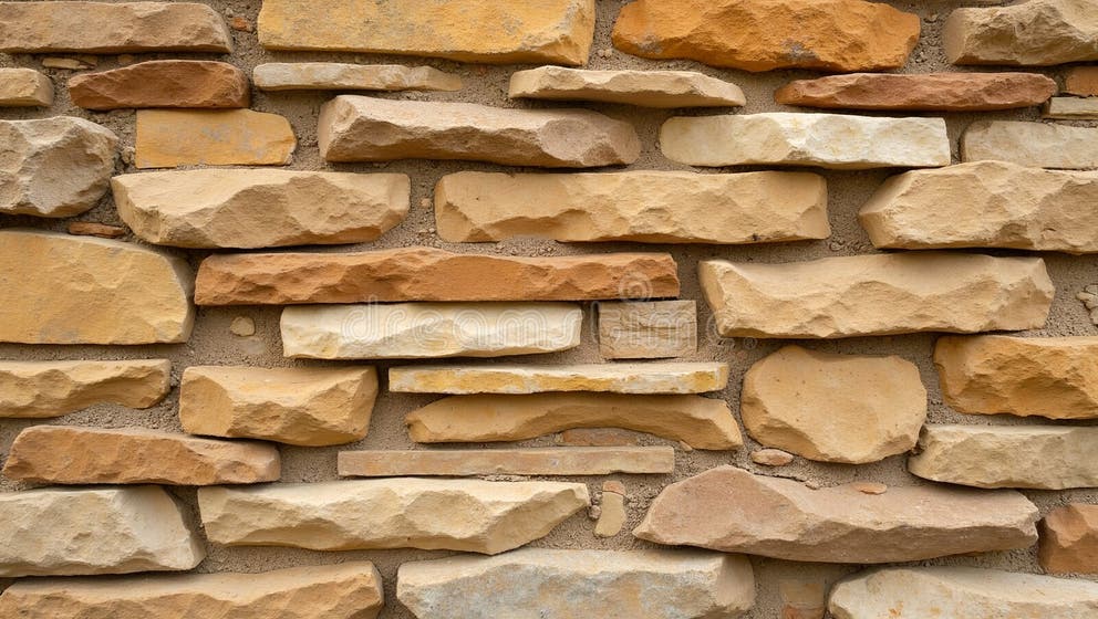 Stacked Sandstone Slabs with Warm Hues and Rugged Texture Stock ...