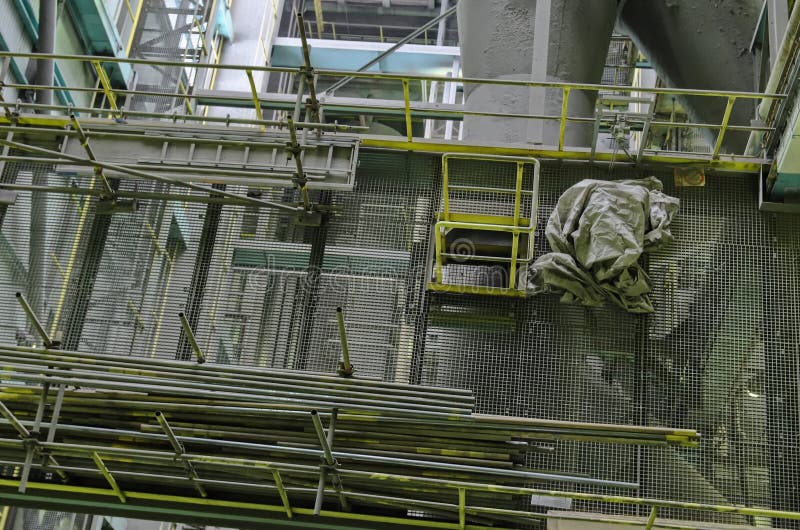 Stacked Scaffolding on Site. Stock Photo - Image of metal, background ...