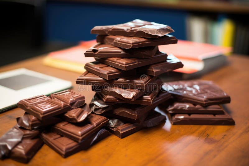 Stacked School Fundraising Chocolate Bars on a Tabletop Stock Photo ...