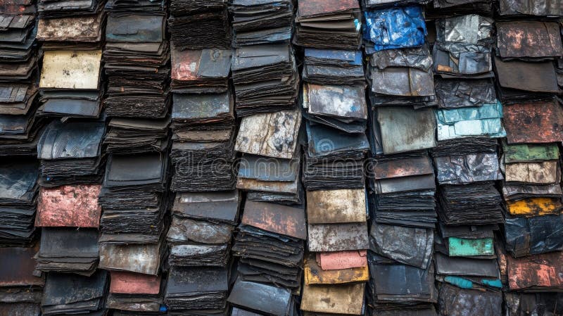 Stacked Scrap Metal Sheets Ready for Recycling and Innovative ...