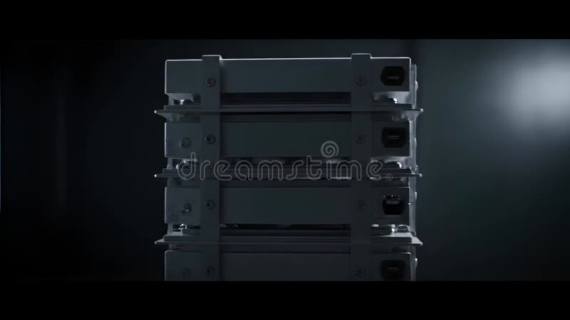 Stacked Server Rack in a Dimly Lit Environment Representing Data ...
