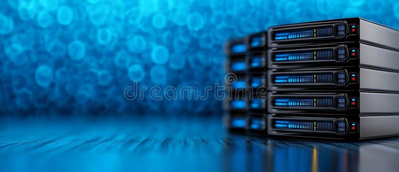 Stacked Server Racks in Blue Background Stock Illustration ...