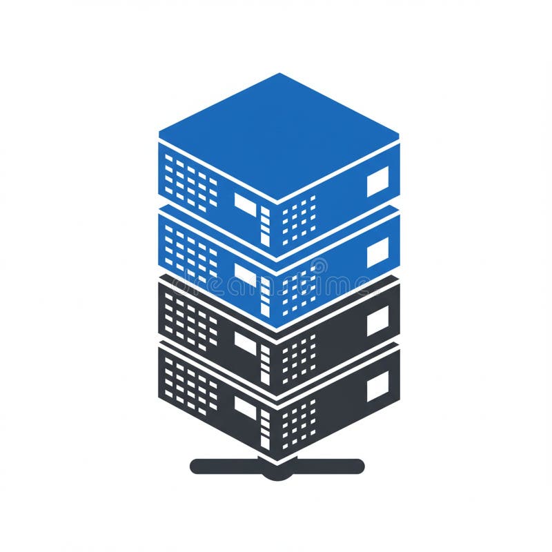 Stacked Server Units Icon Featuring Four Square Components with Grid ...