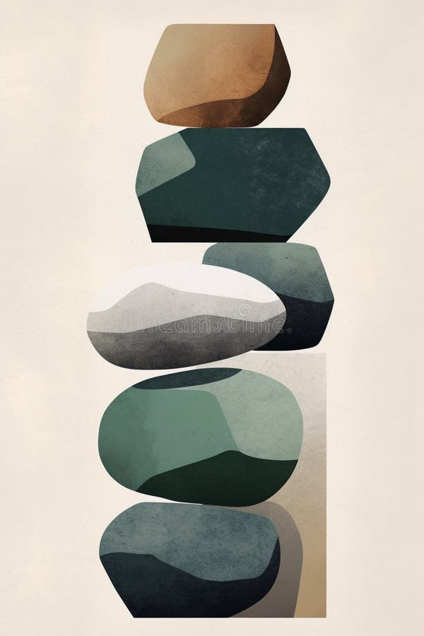 Stacked Set of Boulders - Generative Ai Illustration Stock Illustration ...