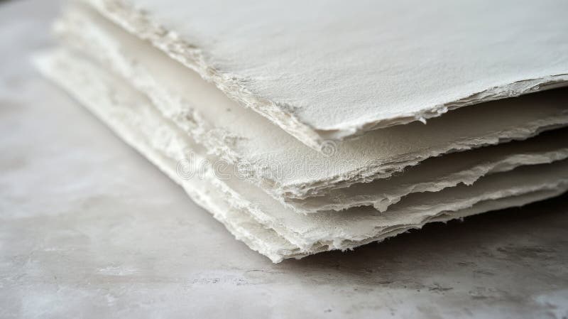 Stacked Sheets of Handmade Textured Paper Stock Illustration ...