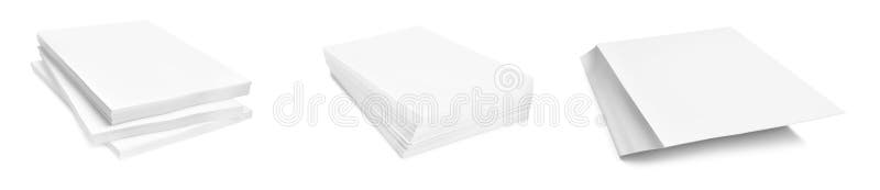 Stacked Sheets of Paper on White Background, Banner Design Stock Photo ...
