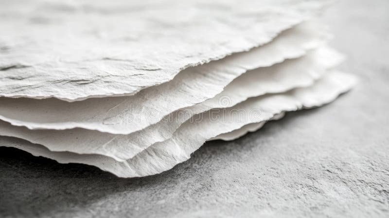 Stacked Sheets of Textured Handmade Paper Stock Illustration ...
