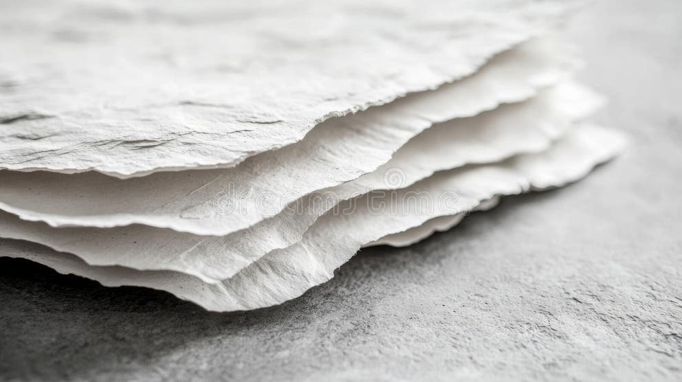 Stacked Sheets of Textured Handmade Paper Stock Illustration ...