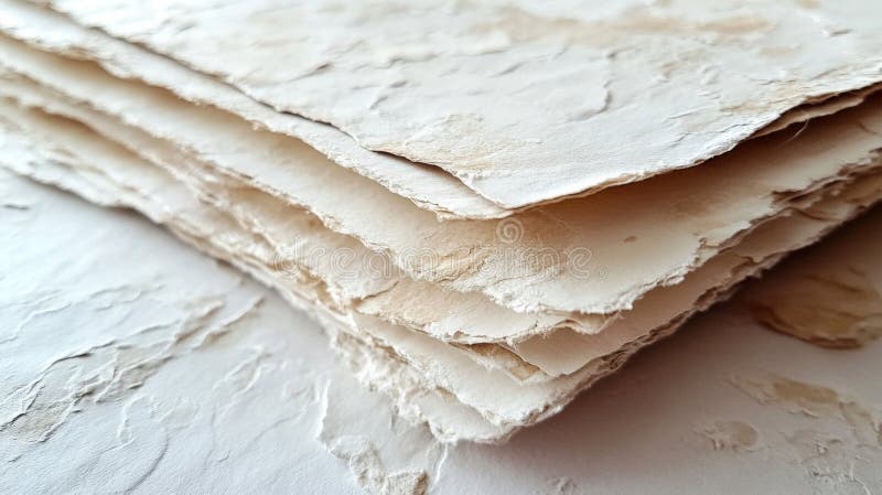 Stacked Sheets of Textured Handmade Paper Stock Illustration ...