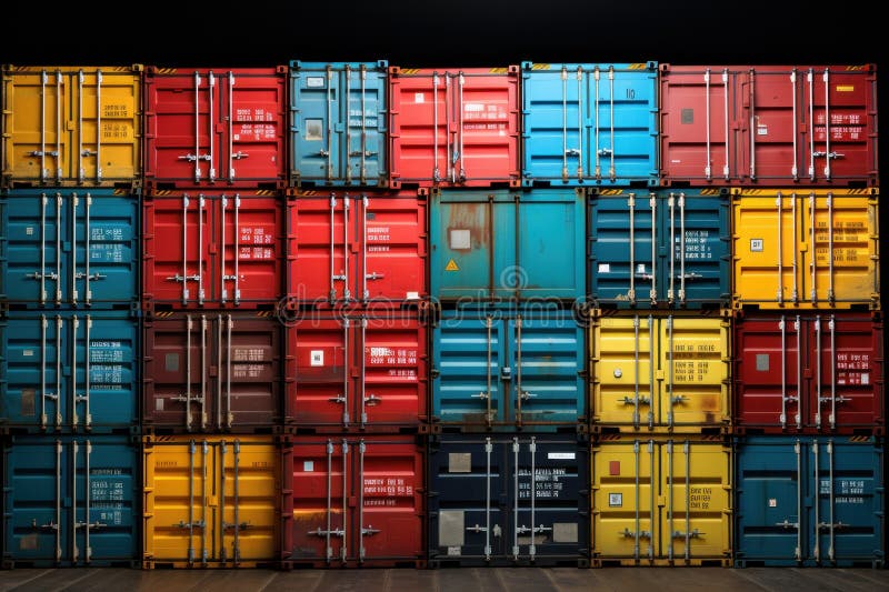 Stacked Cargo Shipping Containers Global Trade Logistics. Global Cargo ...