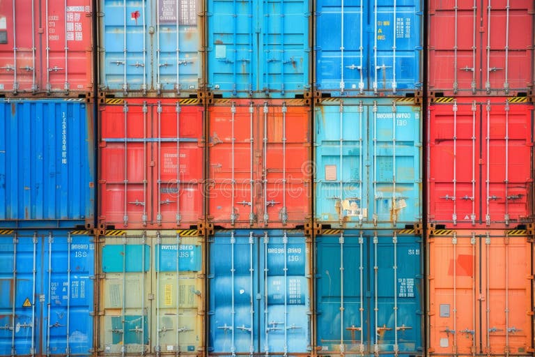 Stacked Shipping Container on Logistics Center, Abstract Container ...
