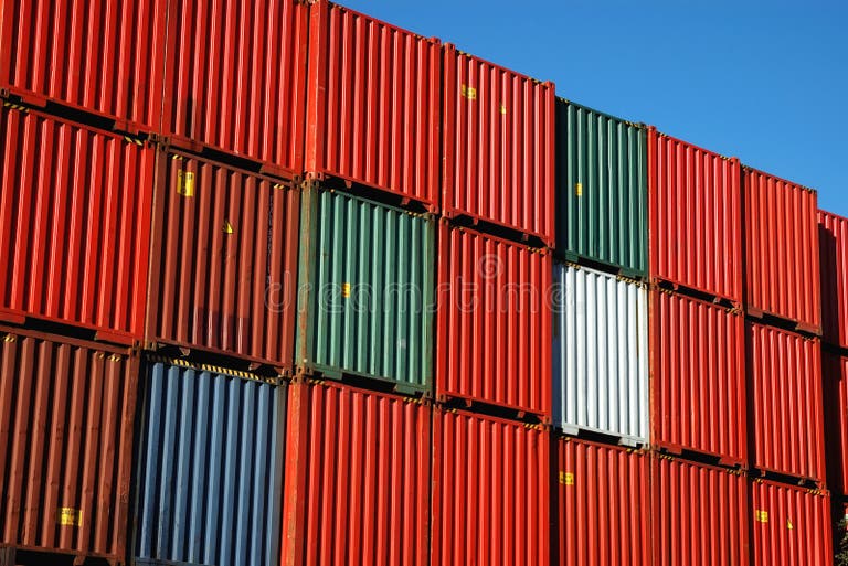 Stacked Shipping Containers Stock Photo - Image of freighting, green ...