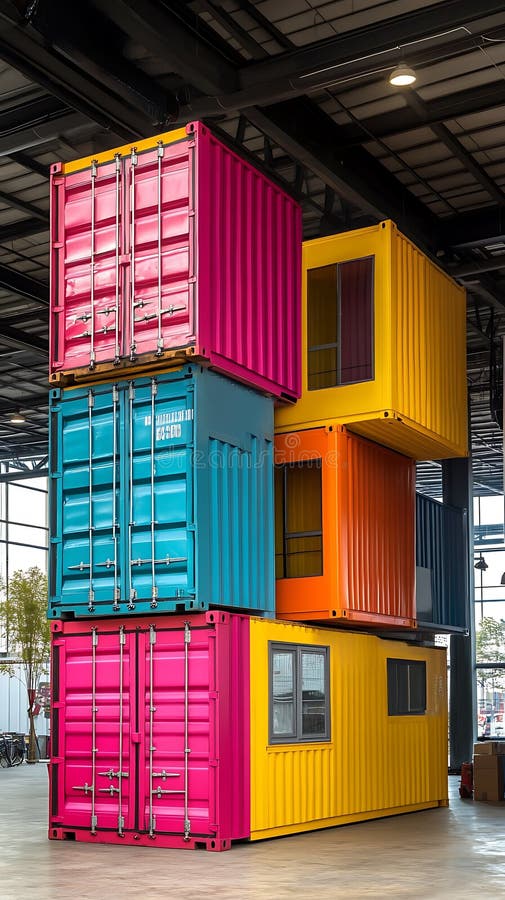 Stacked Shipping Containers Turned into a Modern Building Stock ...