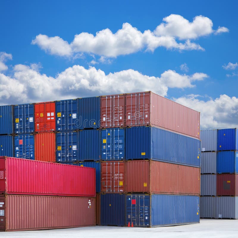 Stacked shipping container stock image. Image of store - 3659939