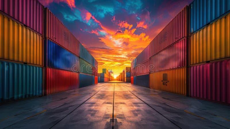 The Colorful Freight Containers.AI Generated Image Stock Image - Image ...