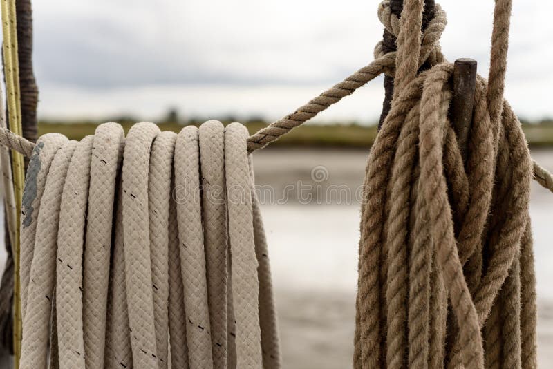 Stacked Shipping Rope in White and Brown Stock Photo - Image of hemp ...