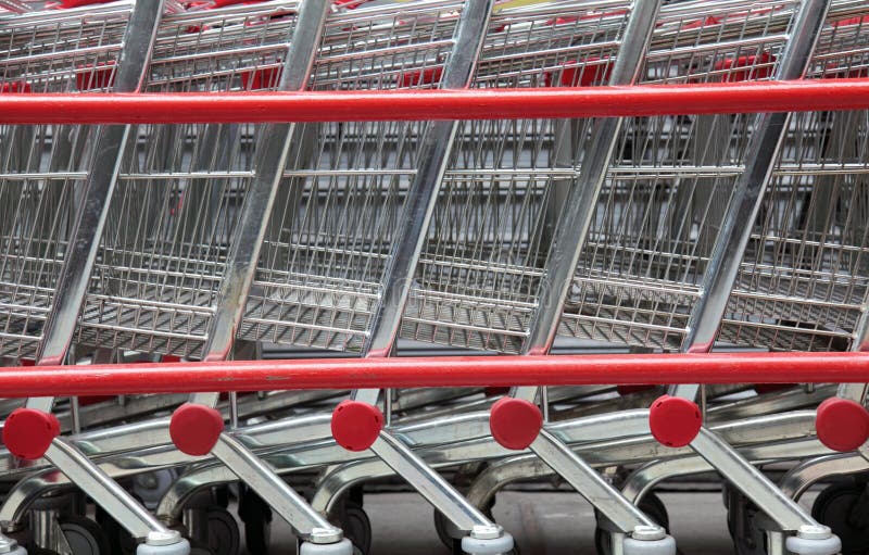 Stacked Shopping Carts stock photo. Image of supermarket - 12658718