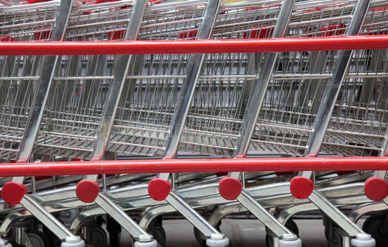 Stacked Shopping Carts stock photo. Image of supermarket - 12658718