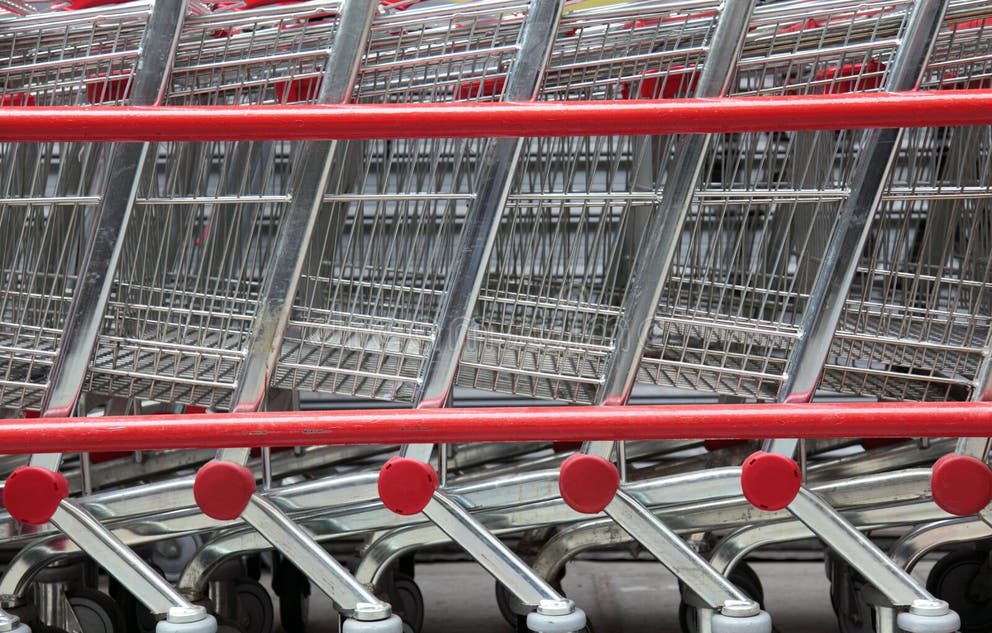 Stacked Shopping Carts stock photo. Image of supermarket - 12658718