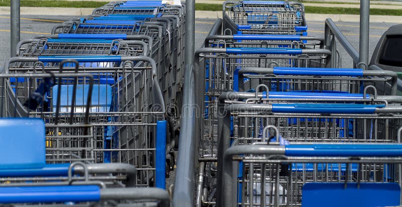 Stacked Shopping Carts stock image. Image of cart, blue - 32296539
