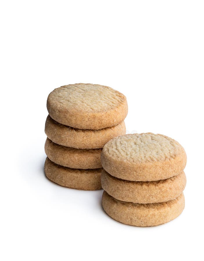 Stacked Short Pastry Cookies Isolated on White Stock Photo - Image of ...