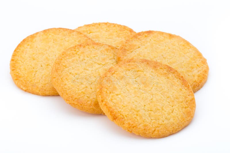 Stacked Short Pastry Cookies Isolated on White Background. Stock Photo ...