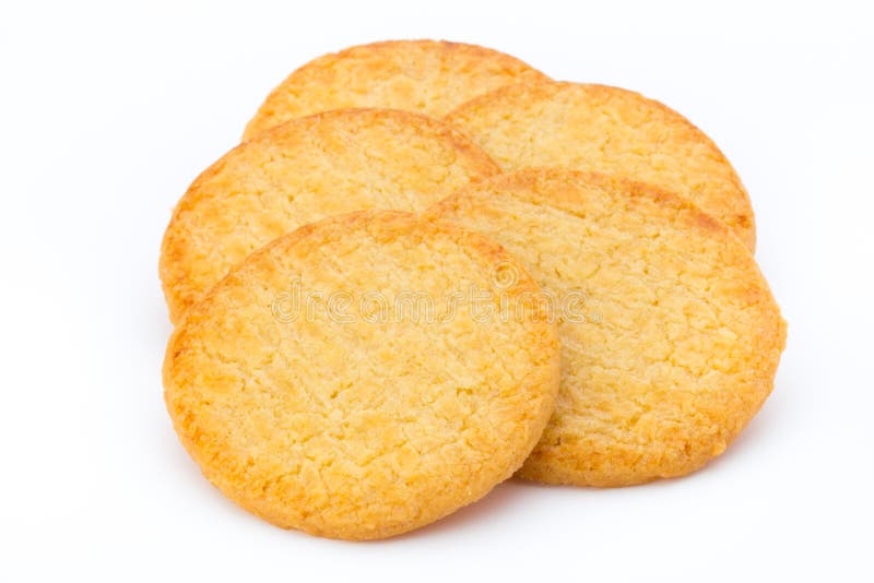 Stacked Short Pastry Cookies Isolated on White Background. Stock Photo ...