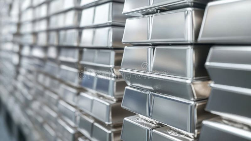 Stacked Silver Bars, Close-Up Perspective Stock Illustration ...