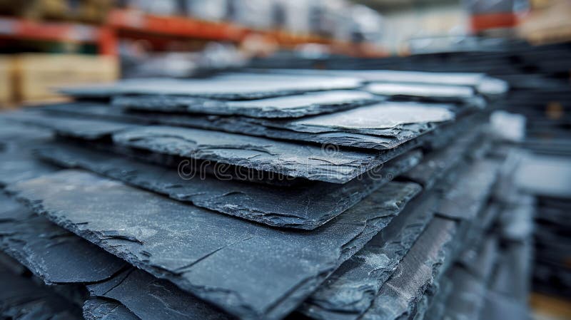 Stacked Slate Slabs in an Industrial Warehouse Setting. Stock Image ...