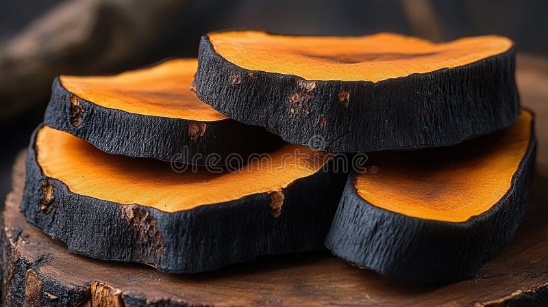 Stacked Slices of a Dark-edged, Orange-hued Root Stock Illustration ...