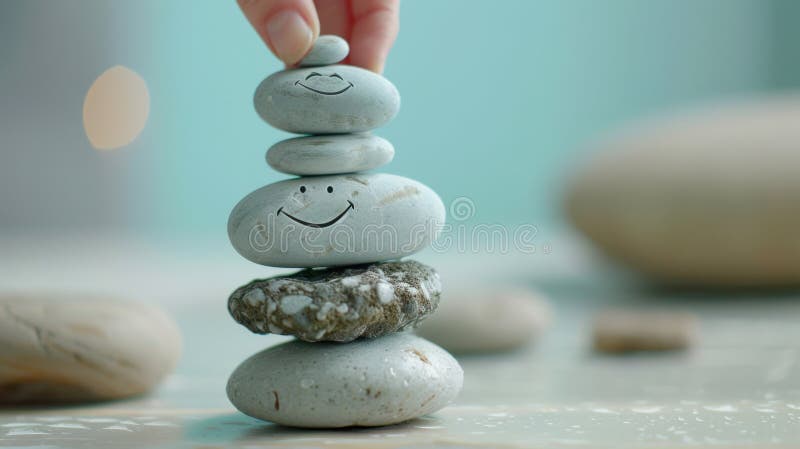 The Stacked Smiling Rocks.AI Generated Image Stock Photo - Image of ...