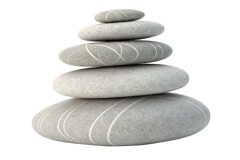 Stacked Smooth Grey Stones Isolated on White Background - 3d Rendering ...