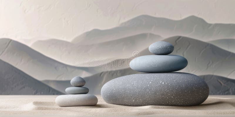 Stacked Smooth Stones in a Balanced Formation with Light and Shadow ...