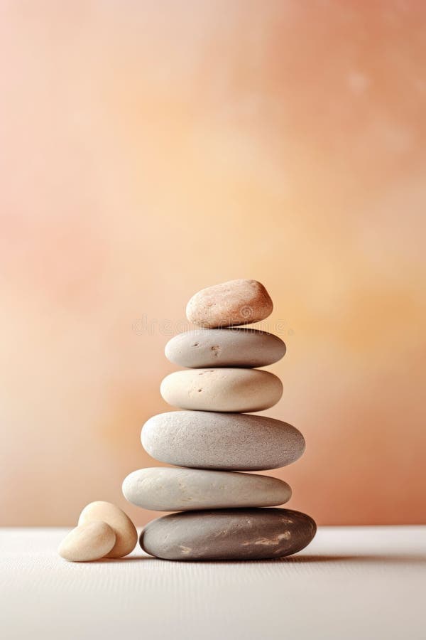 Stacked Smooth Stones on a Textured Surface. AI-generated Stock ...