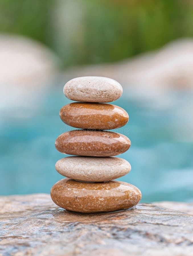 Stacked Smooth Stones in Tranquil Nature Stock Illustration ...