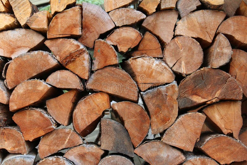 Stacked, split, fire wood stock photo. Image of winter - 100355518
