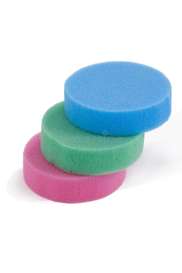 Stacked of Sponge Pads on White Background Stock Image - Image of ...