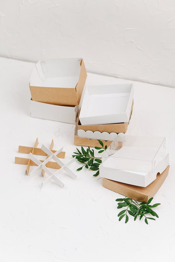 Stacked Square Box Bases, with Alternating White and Brown Cardboard ...