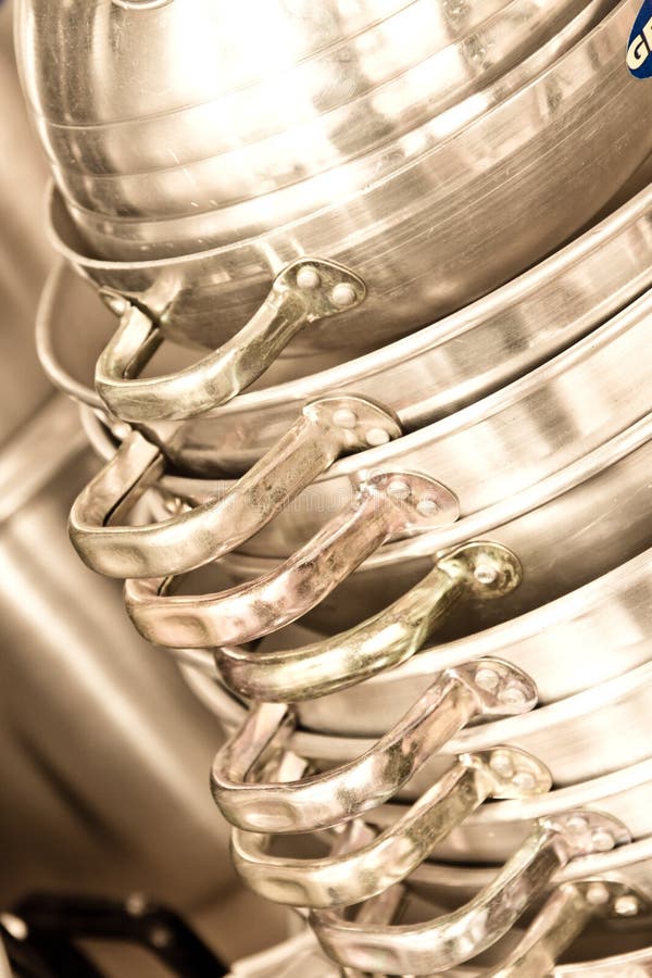 Stacked Steel Pots Color Processed Stock Image - Image of chefs, object ...