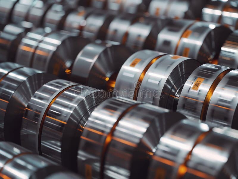 Stacked steel rolls stock image. Image of factory, manufacturing ...