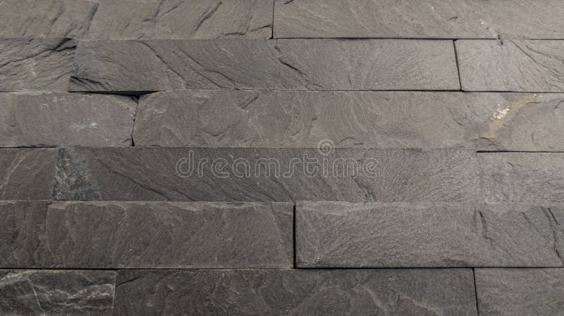 Stacked Stone Bricks Dark Grey Wall Background Horizontal Stock Photo ...