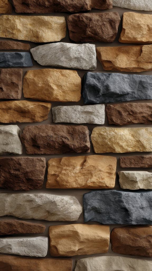 Stacked Stone Cladding Texture Featuring a Multi-colored Rustic Pattern ...