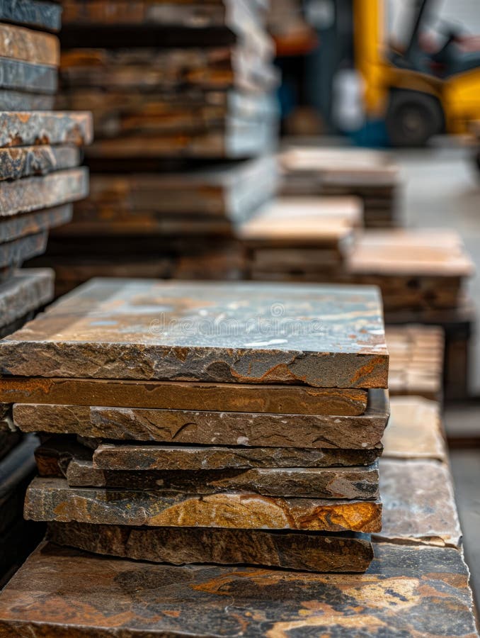 Stacked Stone Tiles in an Industrial Warehouse Setting. Stock Image ...
