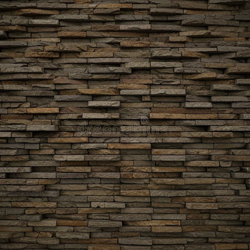 Stacked Stone Wall with Horizontally Arranged, Thin Rectangular Stones ...